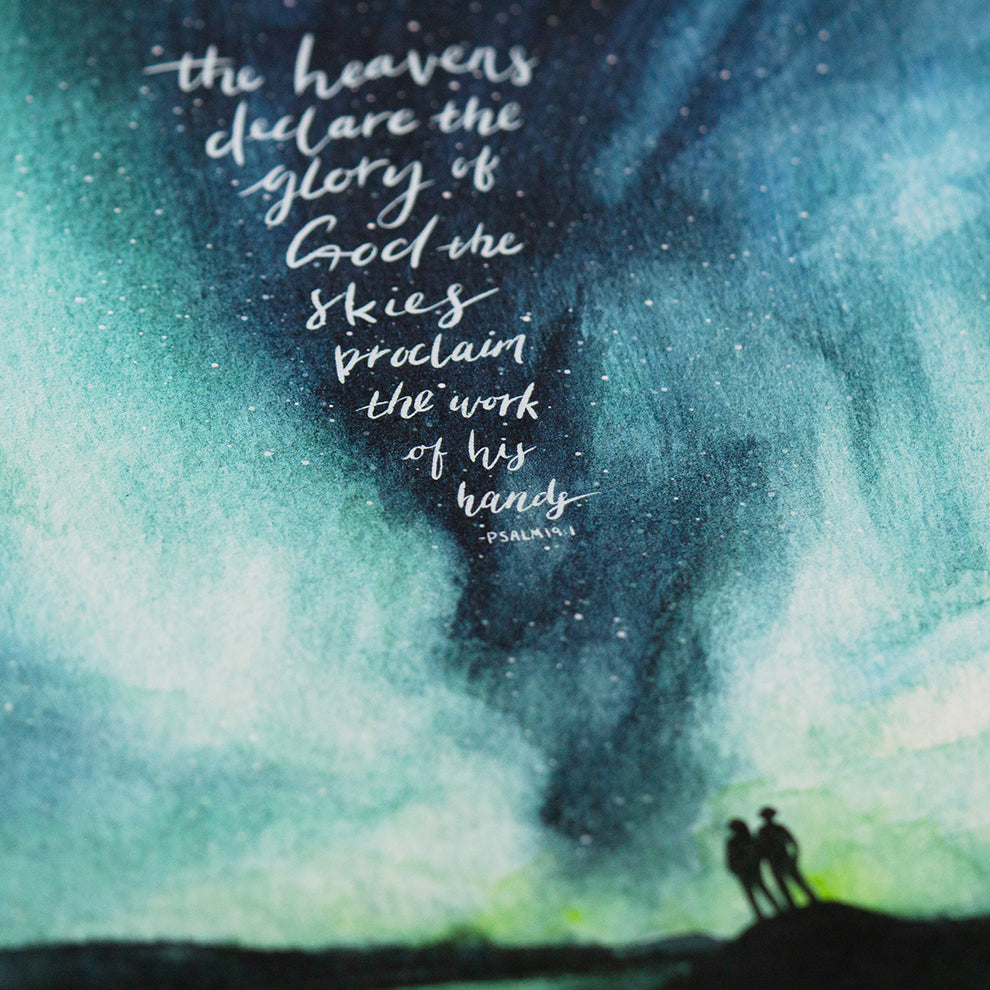 Aurora Night Sky - Psalm 19:1 | Scripture Art Modern – Painted Verses